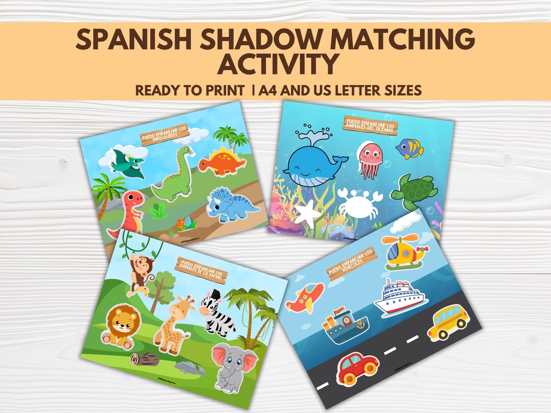 Shadow Activity Puzzle Spanish Busy Book Printable Spanish Quiet Book ...