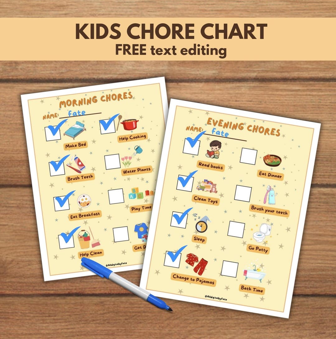 Kids Chore Chart Printable Daily Routine Printable Daily Rhythm ...