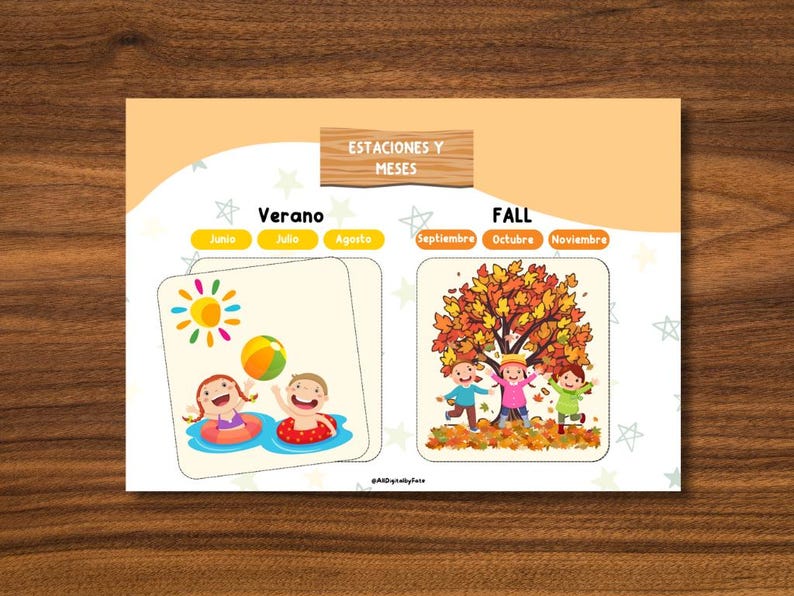 Spanish Busy Book Printable Season Spanish Quiet Book Montessori ...