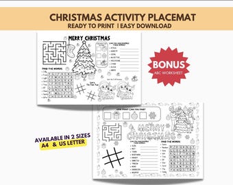 Printable Christmas Placemat/worksheet - Etsy