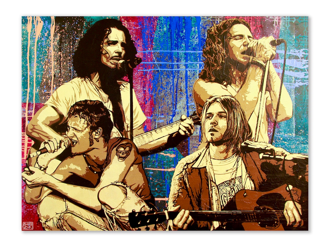Chris Cornell Eddie Vedder Layne Staley & Cobain 40x30 In. - Etsy