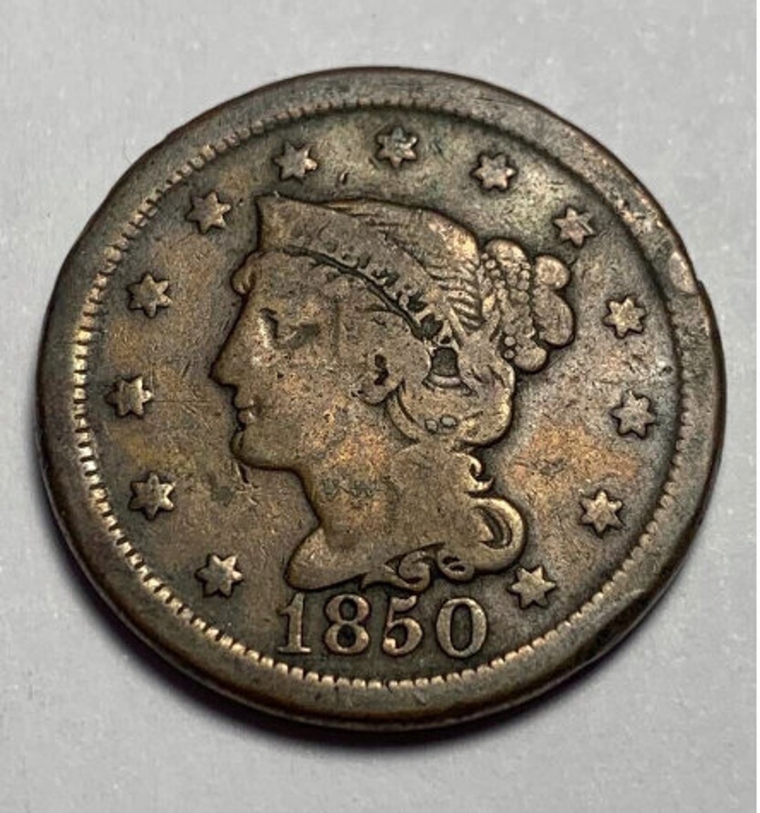 5 Coins Usa From 1800s and 1850 a Large Cent With Beautiful - Etsy