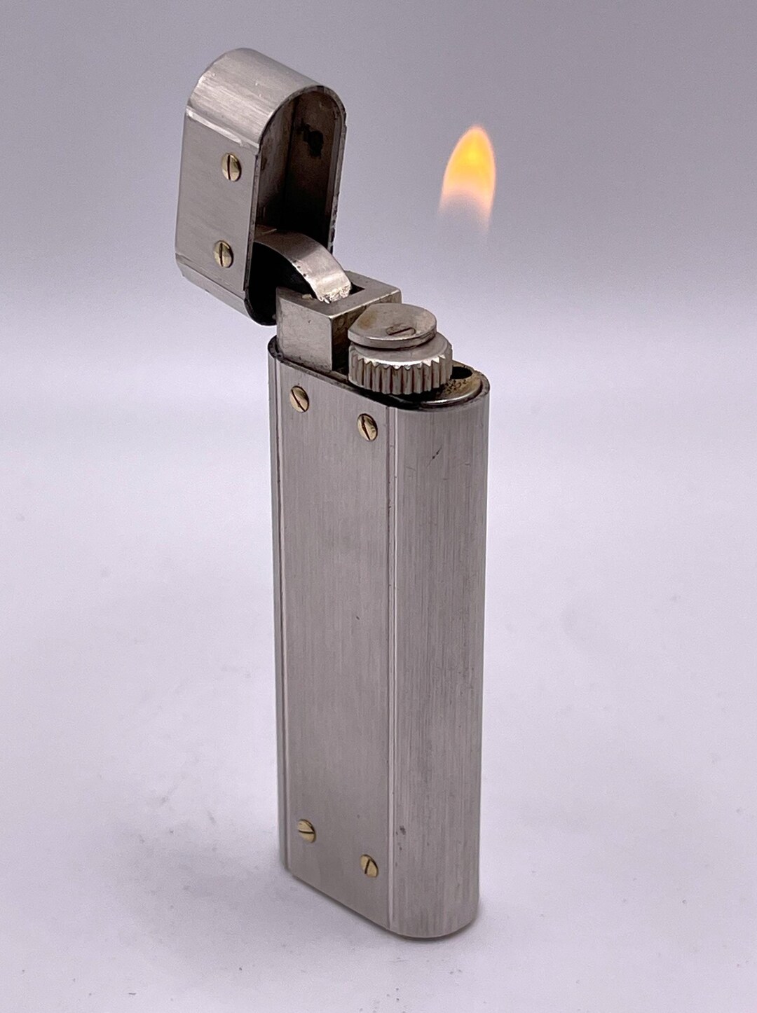 Cartier Vintage WORKING Oval Lighter Brushed Silver Plated “SANTOS ...