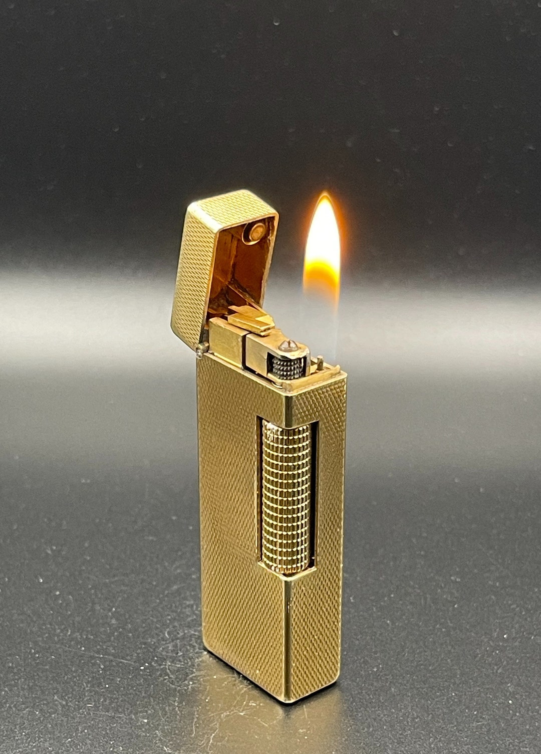 Dunhill Rollagas WORKING Vintage Lighter Gold Plated Barley Pattern C ...