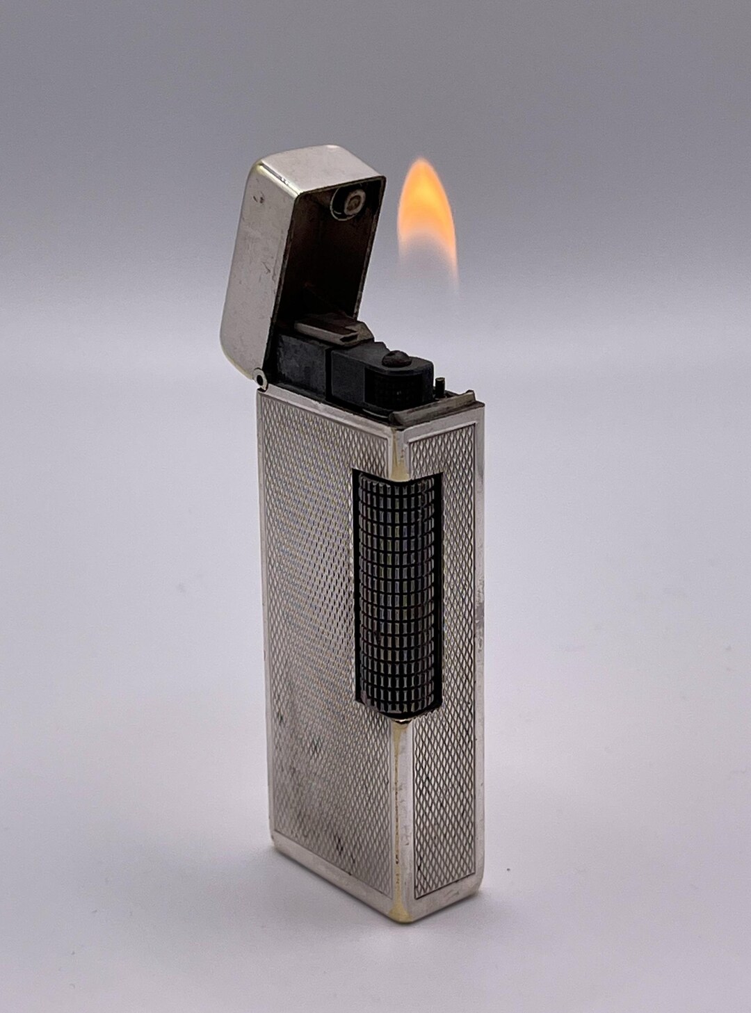 Dunhill Rollagas WORKING Vintage Silver Plated Barley Pattern Lighter ...