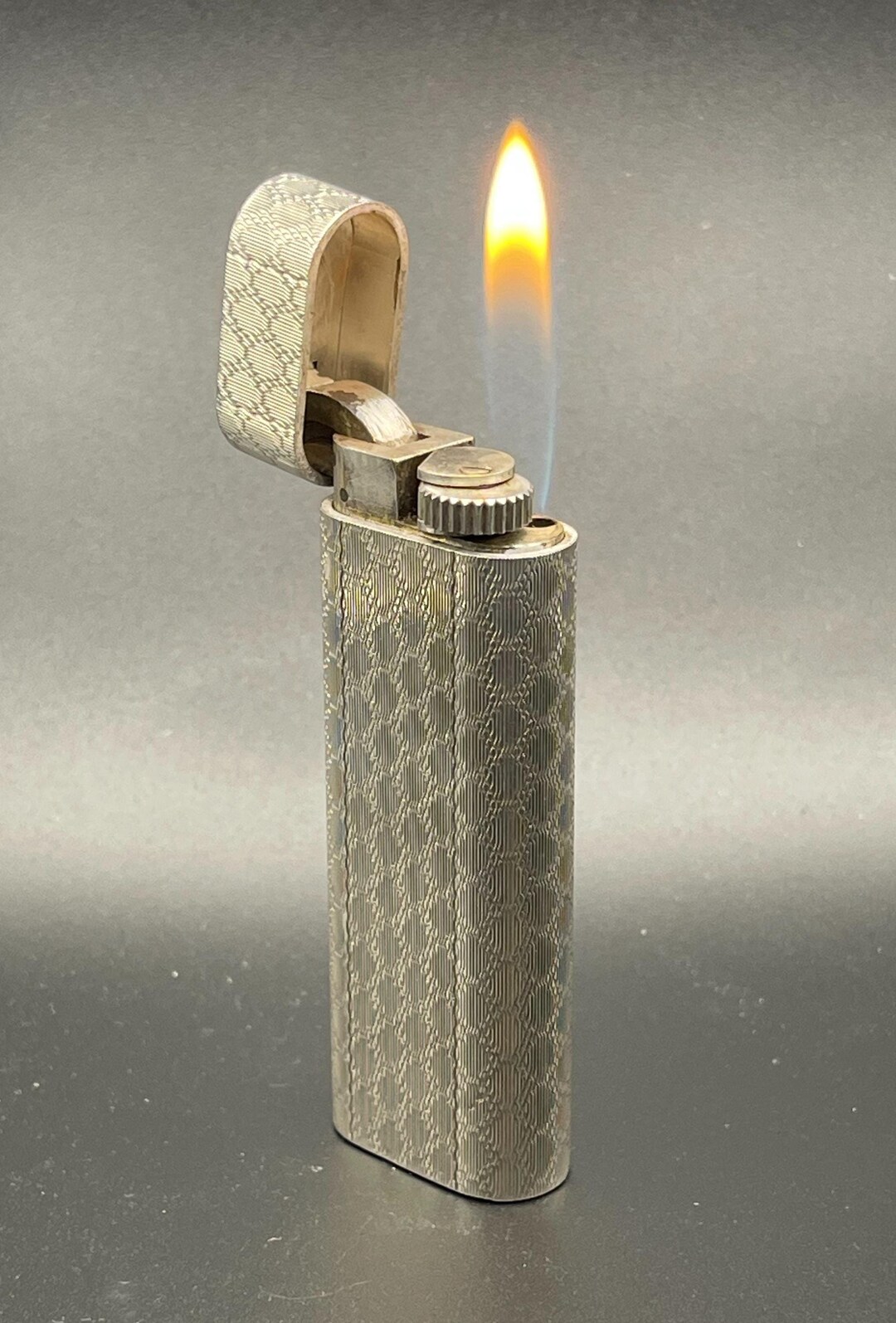 Cartier Vintage WORKING Oval Lighter in Silver Plated Chain Link ...