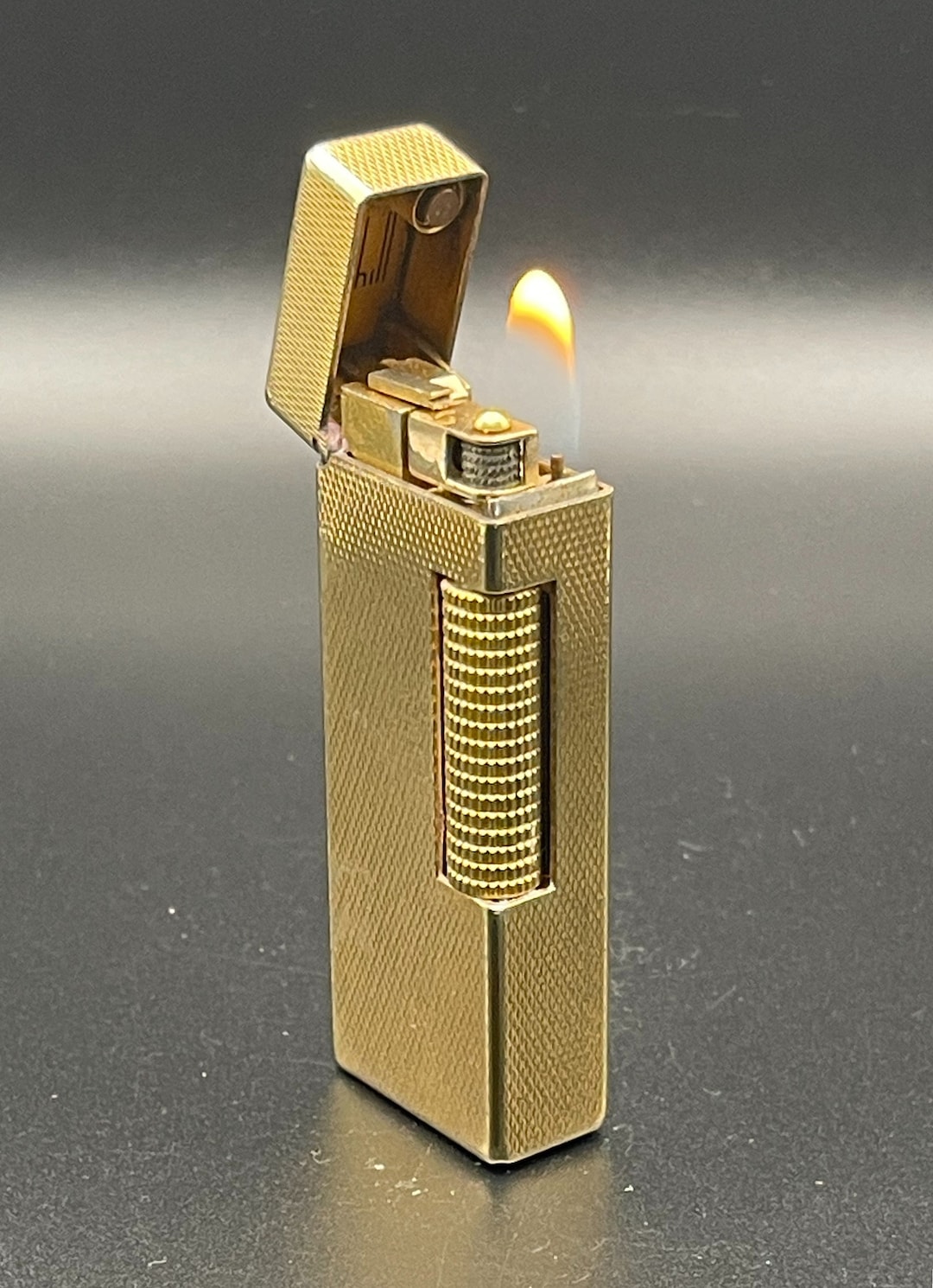 Dunhill Rollagas WORKING Vintage Gold Plated Barley Pattern Lighter C ...
