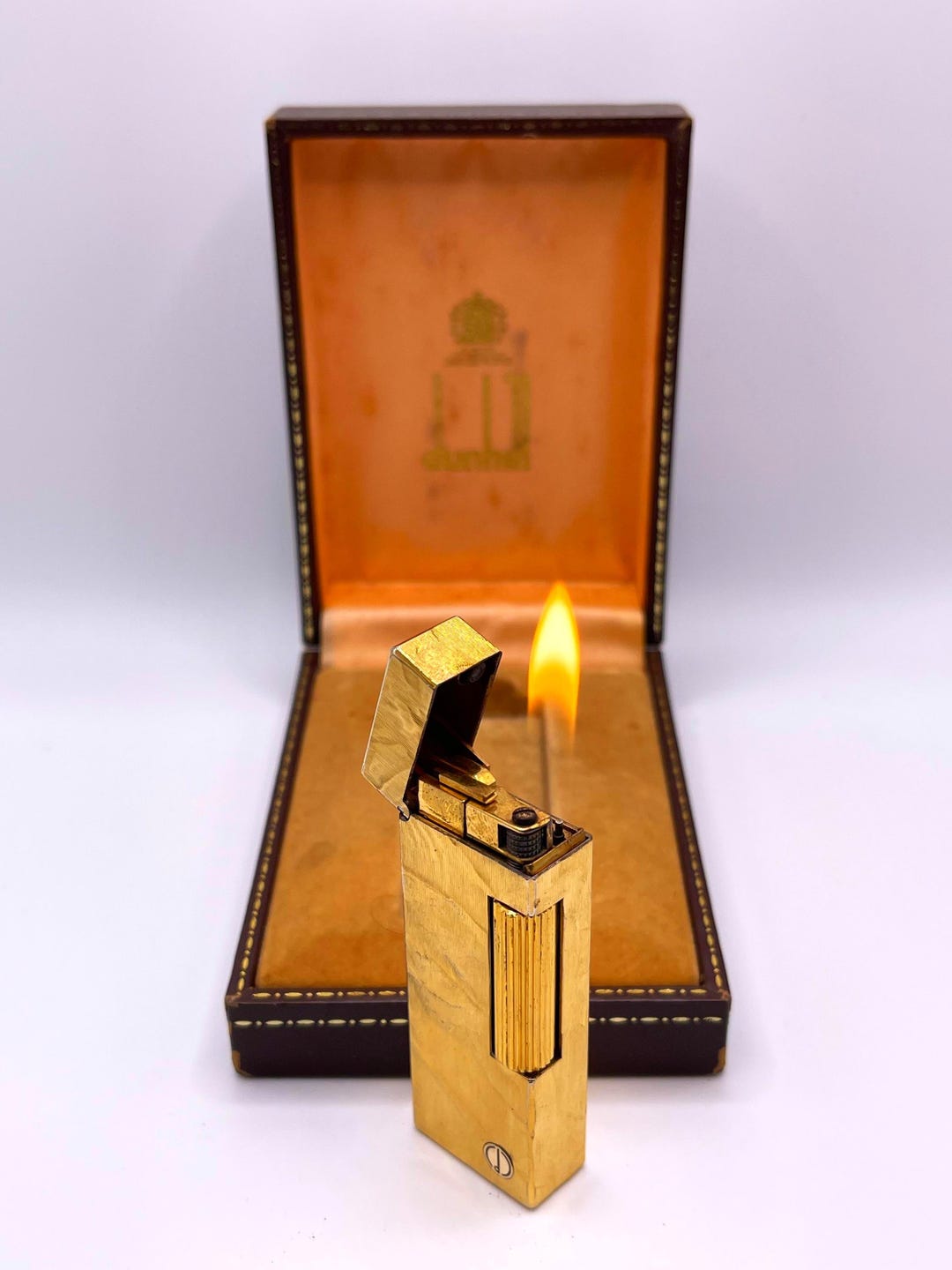 Dunhill Rollagas WORKING Vintage Lighter in Gold Moire C1980 W/box ...