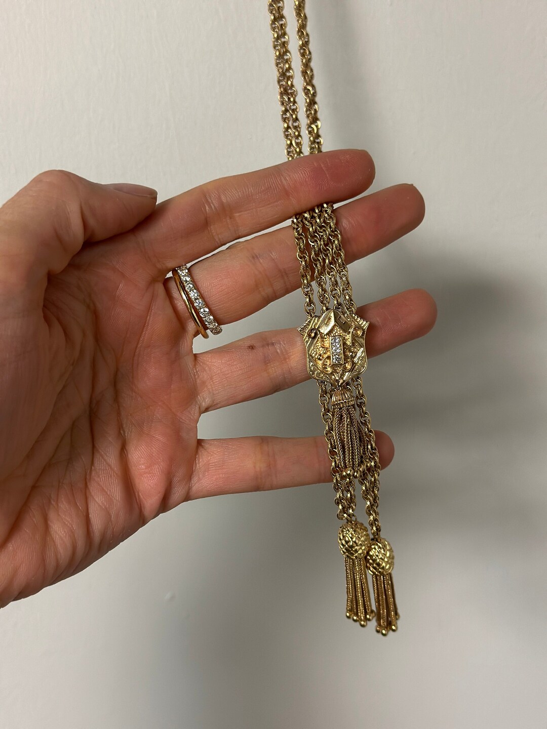 Mid-century 14K Yellow Gold Slider Necklace - Etsy