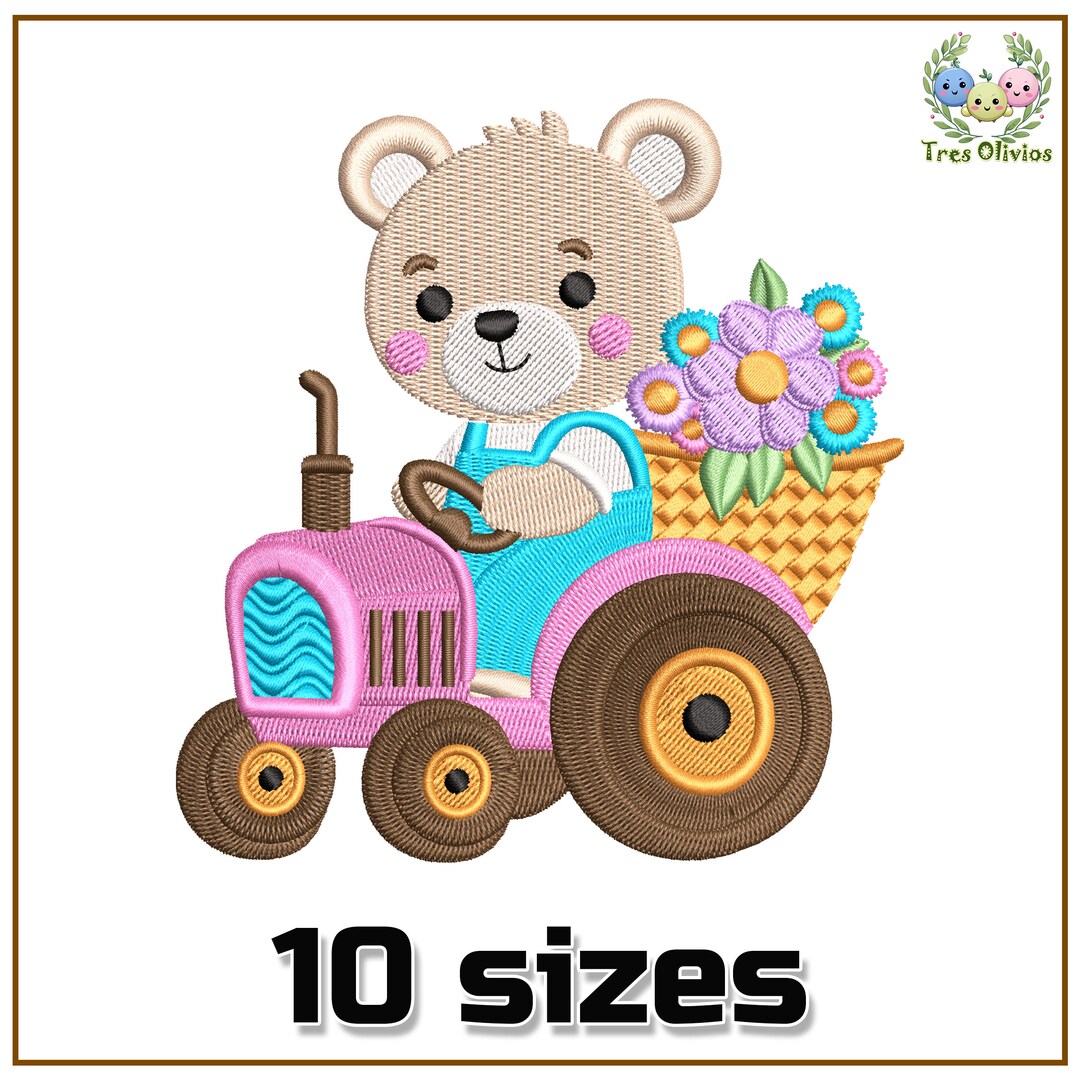 Bear Farmer Machine Embroidery Design, Farmer, Tractor, Baby Design ...