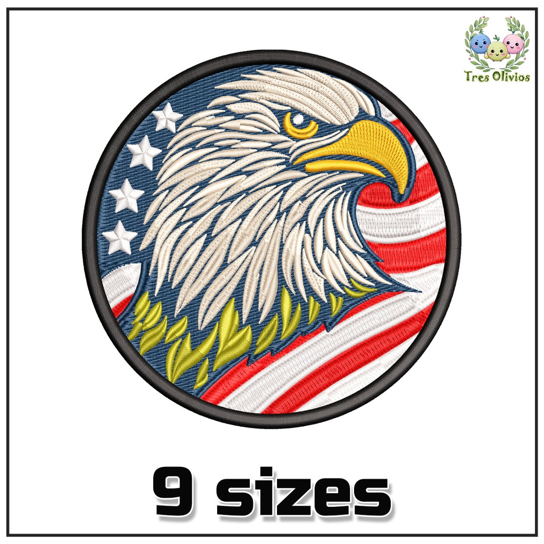 Patriotic Eagle Patch Machine Embroidery Design, American Flag With ...