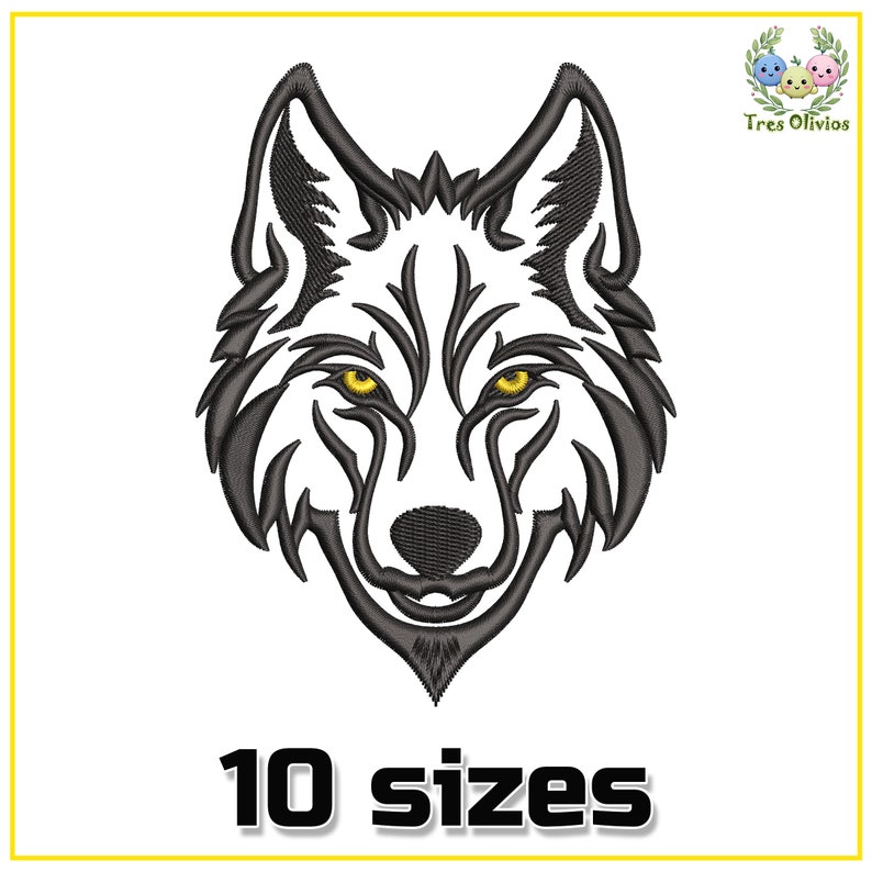 Wolf Head Machine Embroidery Design, Animal Silhouette 4x4 Pes Dst Hus ...
