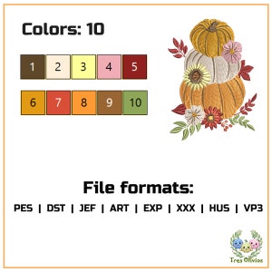 Fall Floral Pumpkins Machine Embroidery Design, Fall, Autumn, Harvest ...