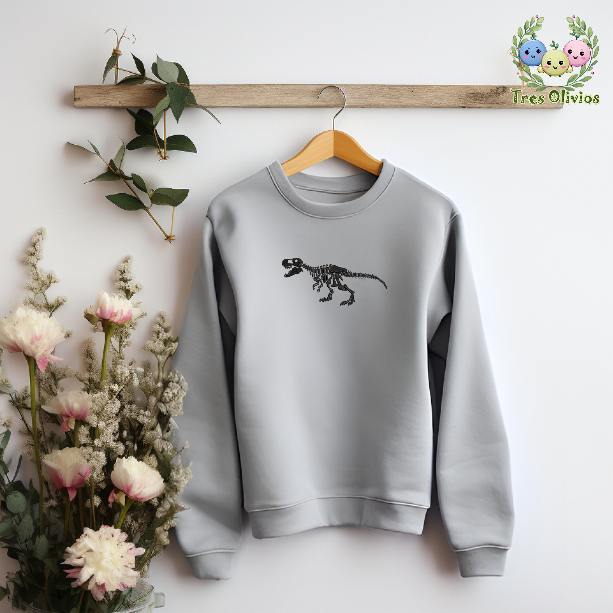 T-rex Dinosaur Machine Embroidery Design, Skeleton Silhouette, Spooky ...