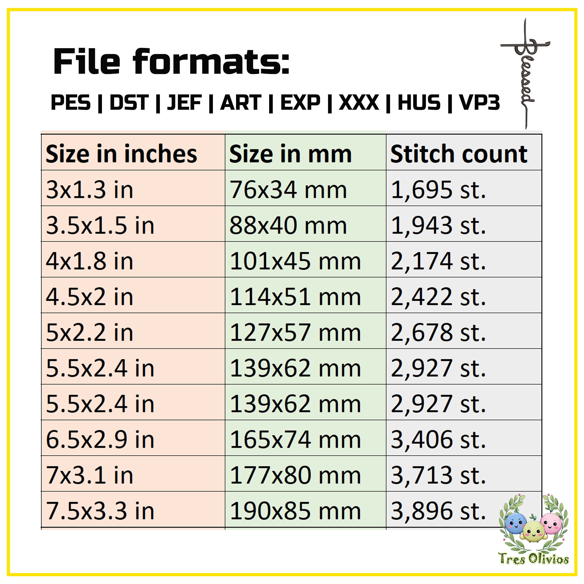 Blessed Vertical 10 Sizes, Machine Embroidery Design. Christian Cross, Faith, Religious, Bible ...