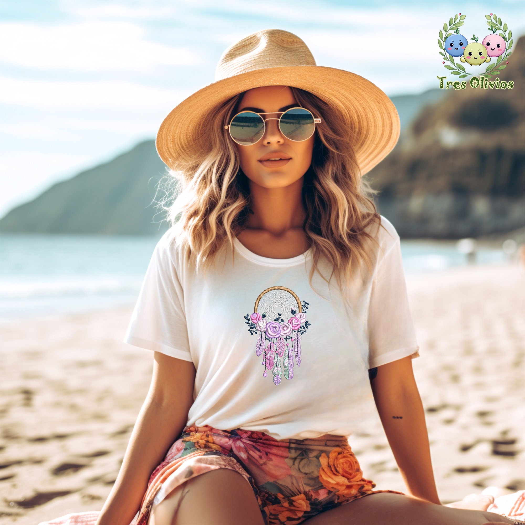 Boho Dreamcatcher Machine Embroidery Design, Floral Bedroom Decor ...