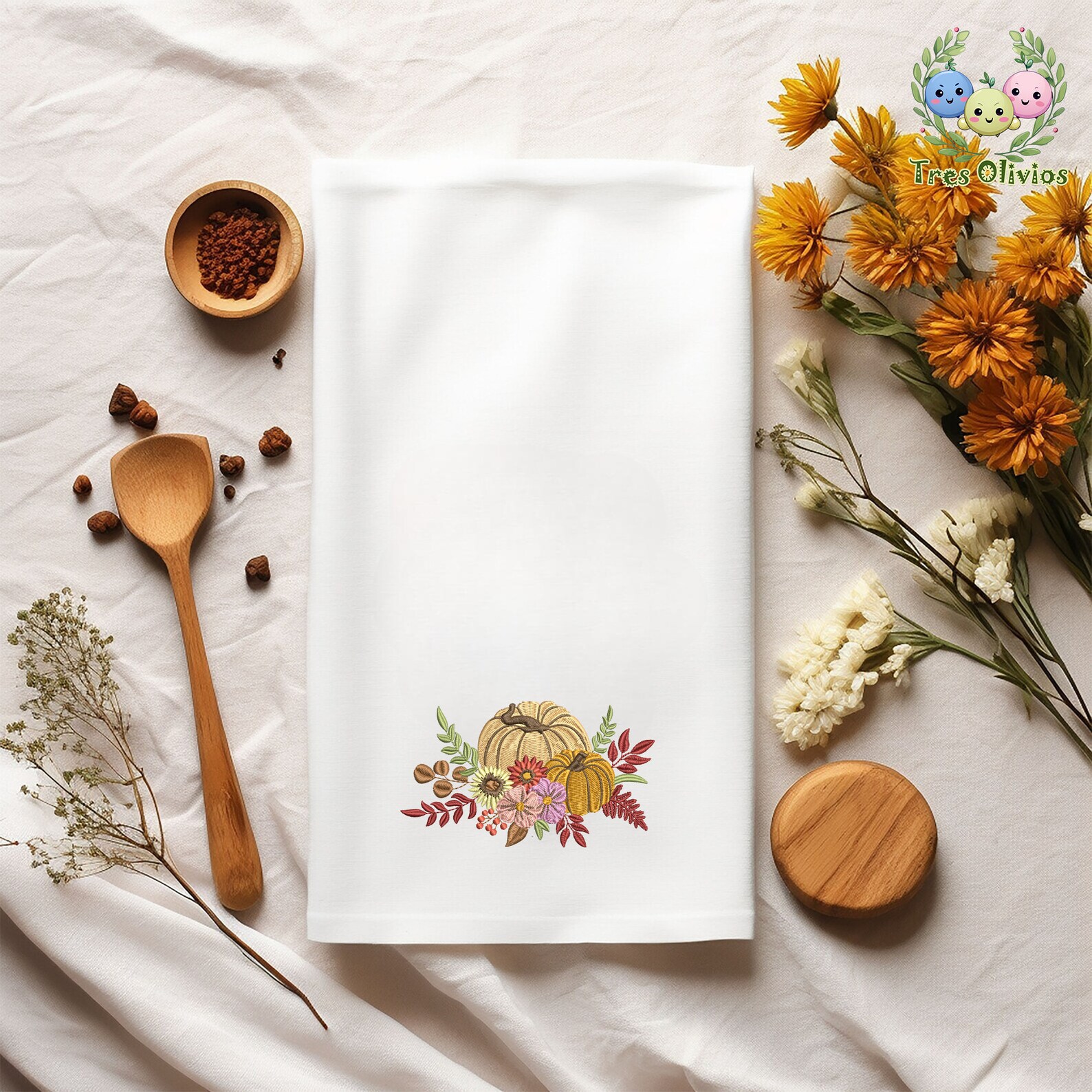 Floral Pumpkins Machine Embroidery Design, Fall, Autumn, Harvest ...