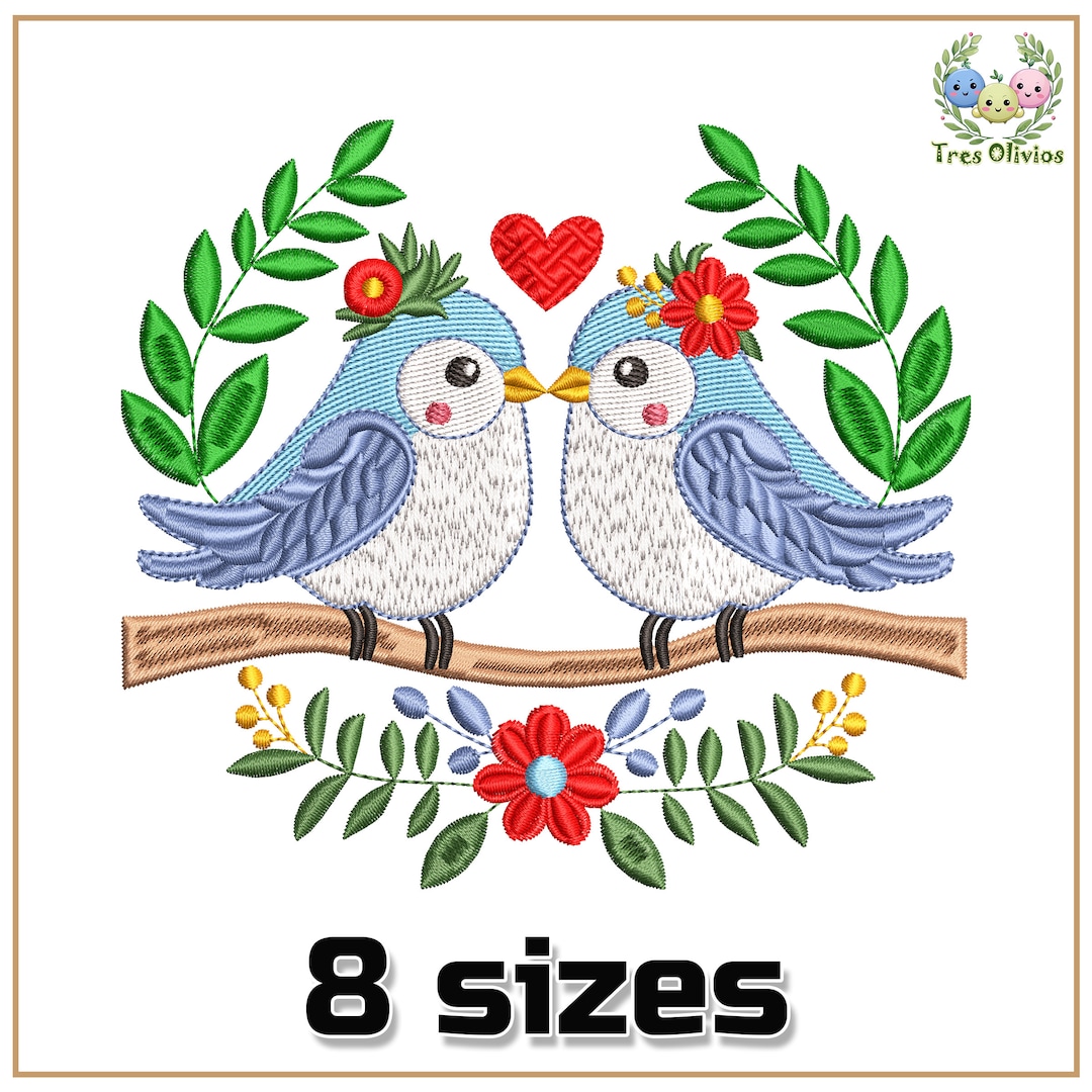 Love Birds Kissing Machine Embroidery Design, St. Valentine's Day ...