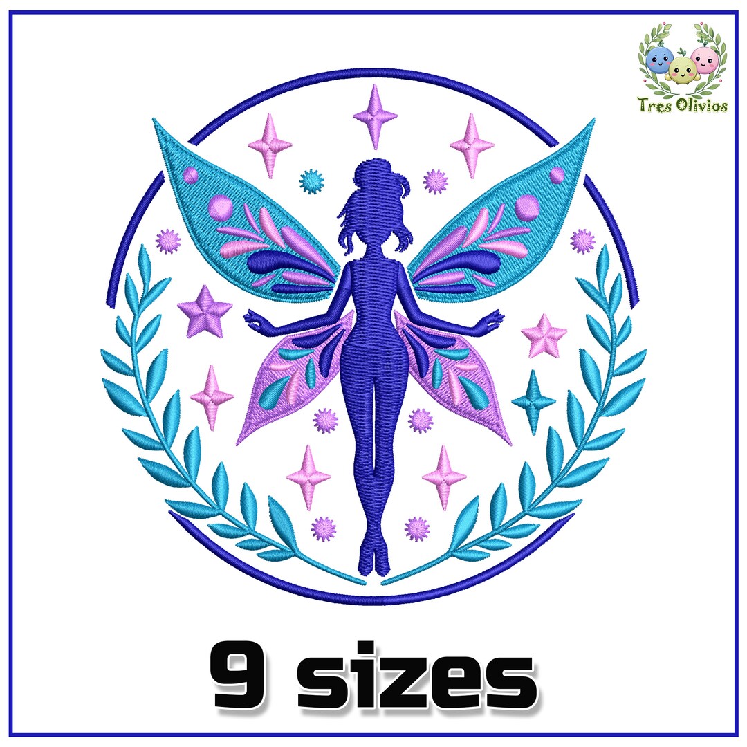 Fairy Machine Embroidery Design, Celestial Magic Girl, Floral Botanical ...
