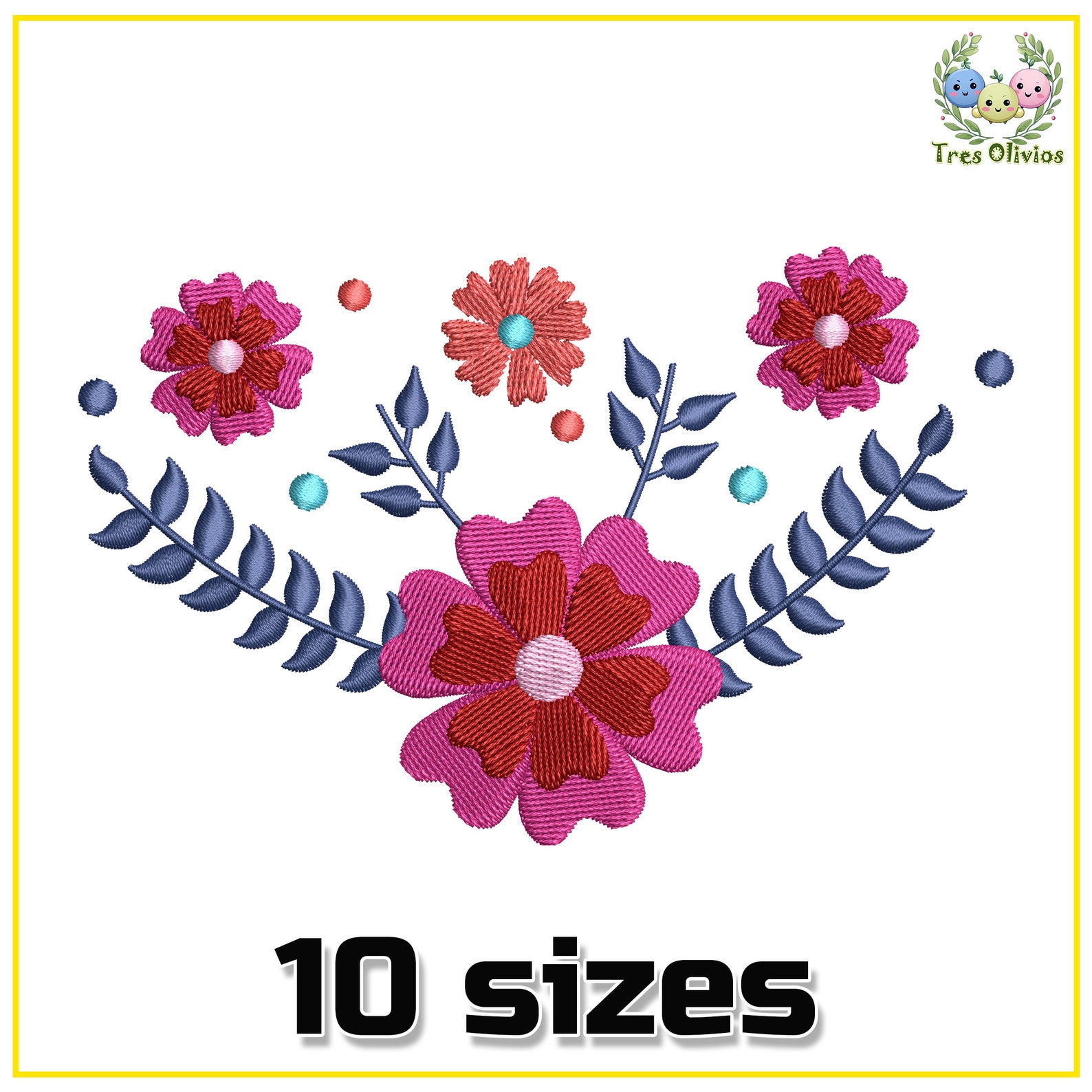 Oaxaca Flower Border Machine Embroidery Design - Instant Download ...