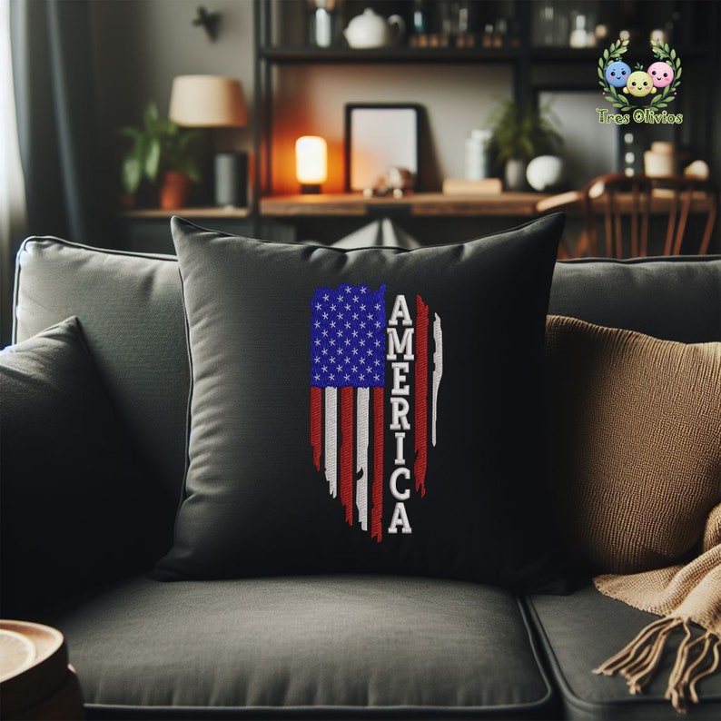 American Flag Embroidery Design, Vertical Flag, 4th of July, USA ...