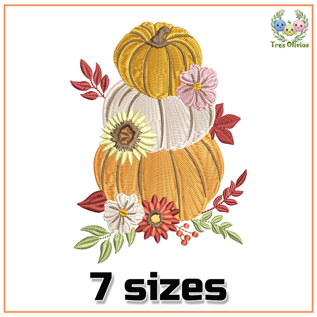Fall Floral Pumpkins Machine Embroidery Design, Fall, Autumn, Harvest ...