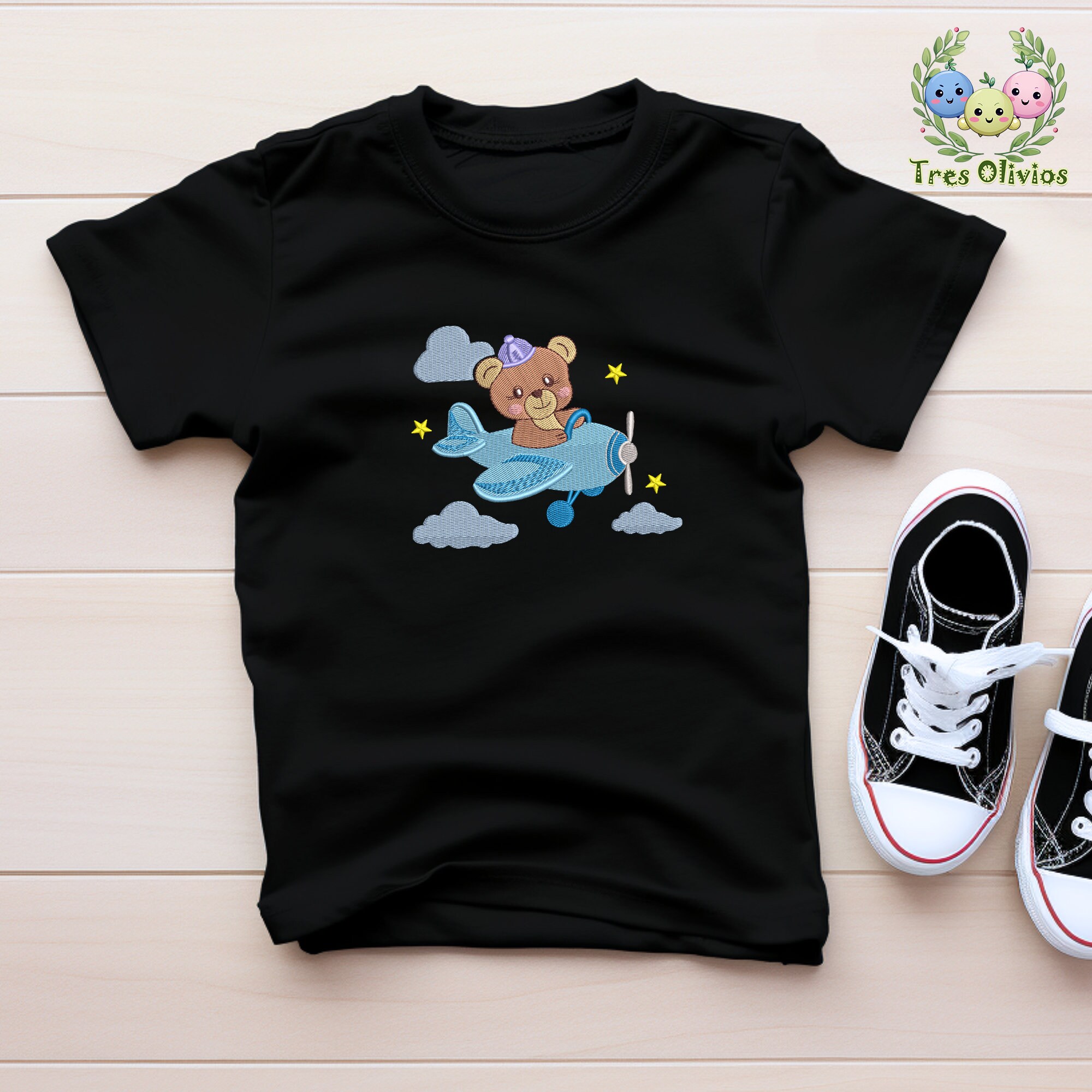 Teddy Bear Flying a Plane Machine Embroidery Design, Baby Design ...