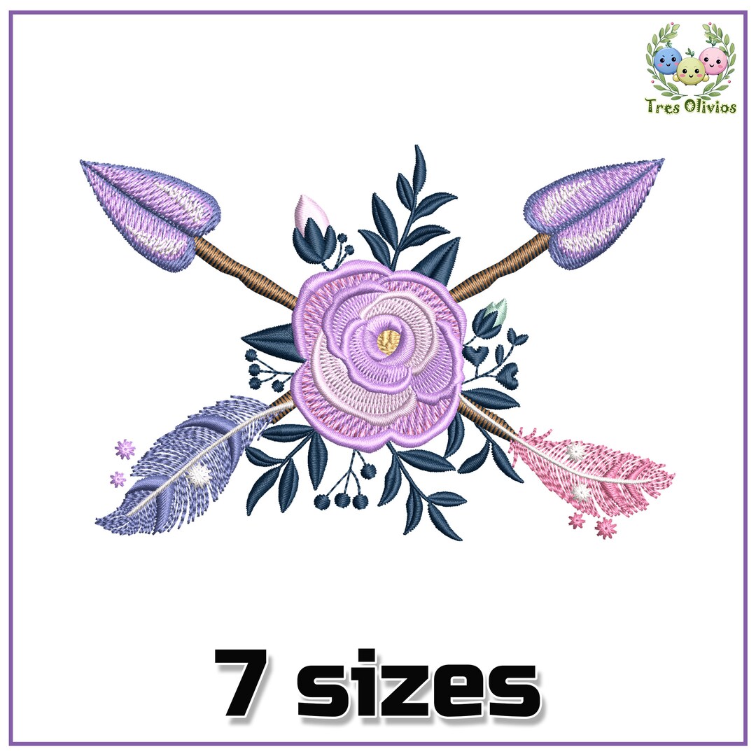 Boho Arrows Machine Embroidery Design, Floral, Feather, Native American ...