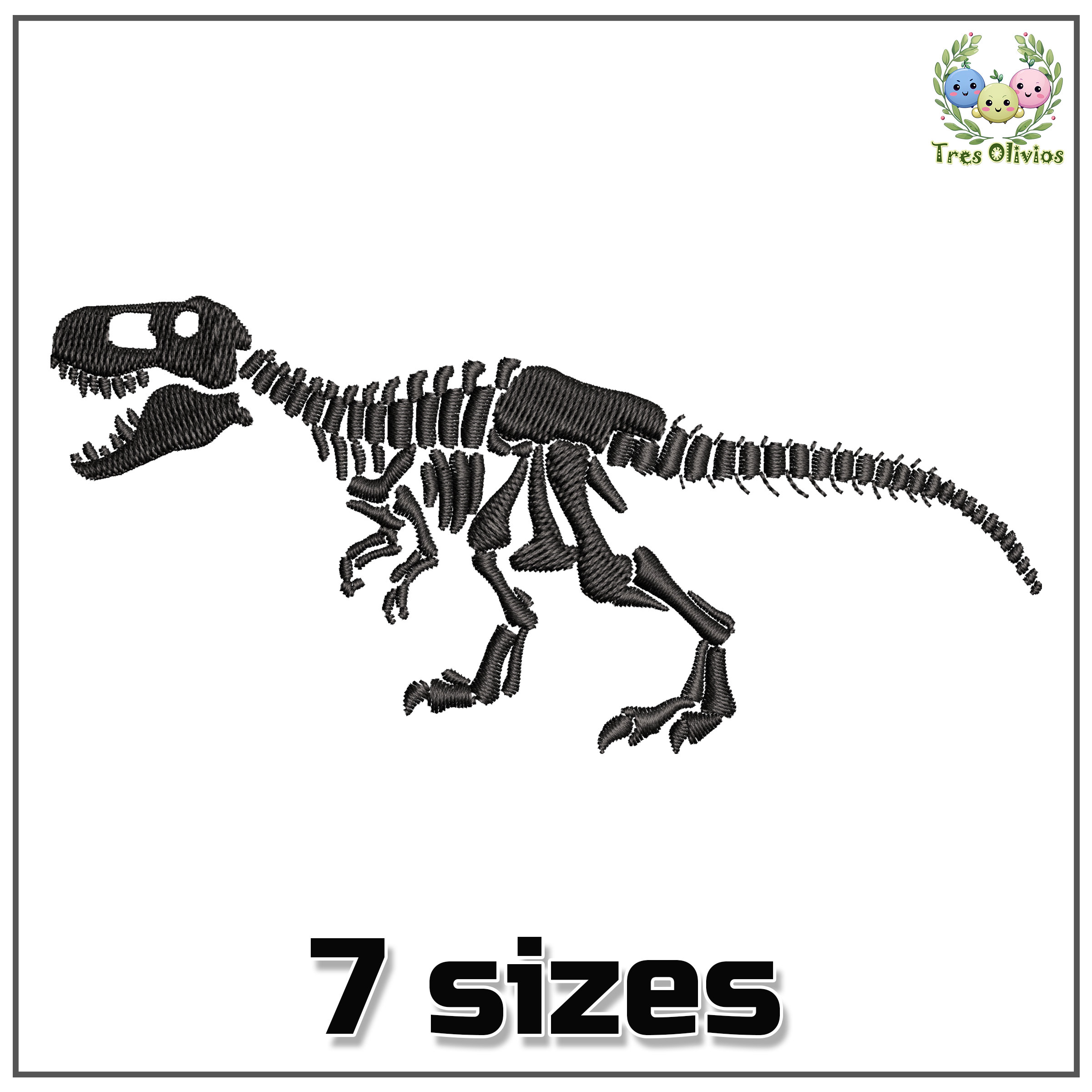 T-rex Dinosaur Machine Embroidery Design, Skeleton Silhouette, Spooky ...