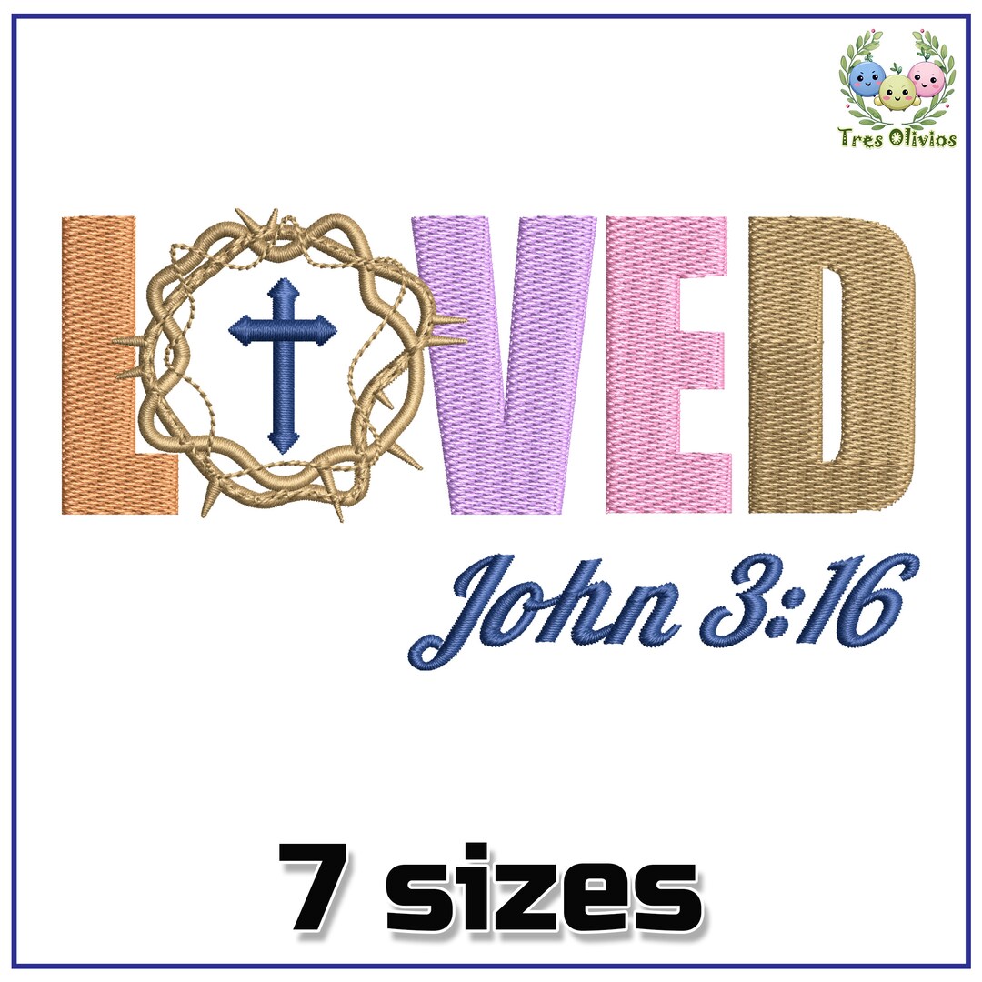 Loved Machine Embroidery Design, Modern Christian Embroidery, Boho, God ...