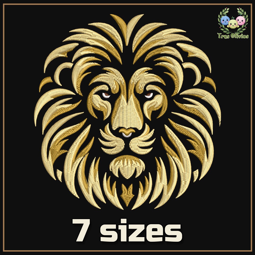Lion Portrait Machine Embroidery Design, Safari Wild Animal Embroidery ...