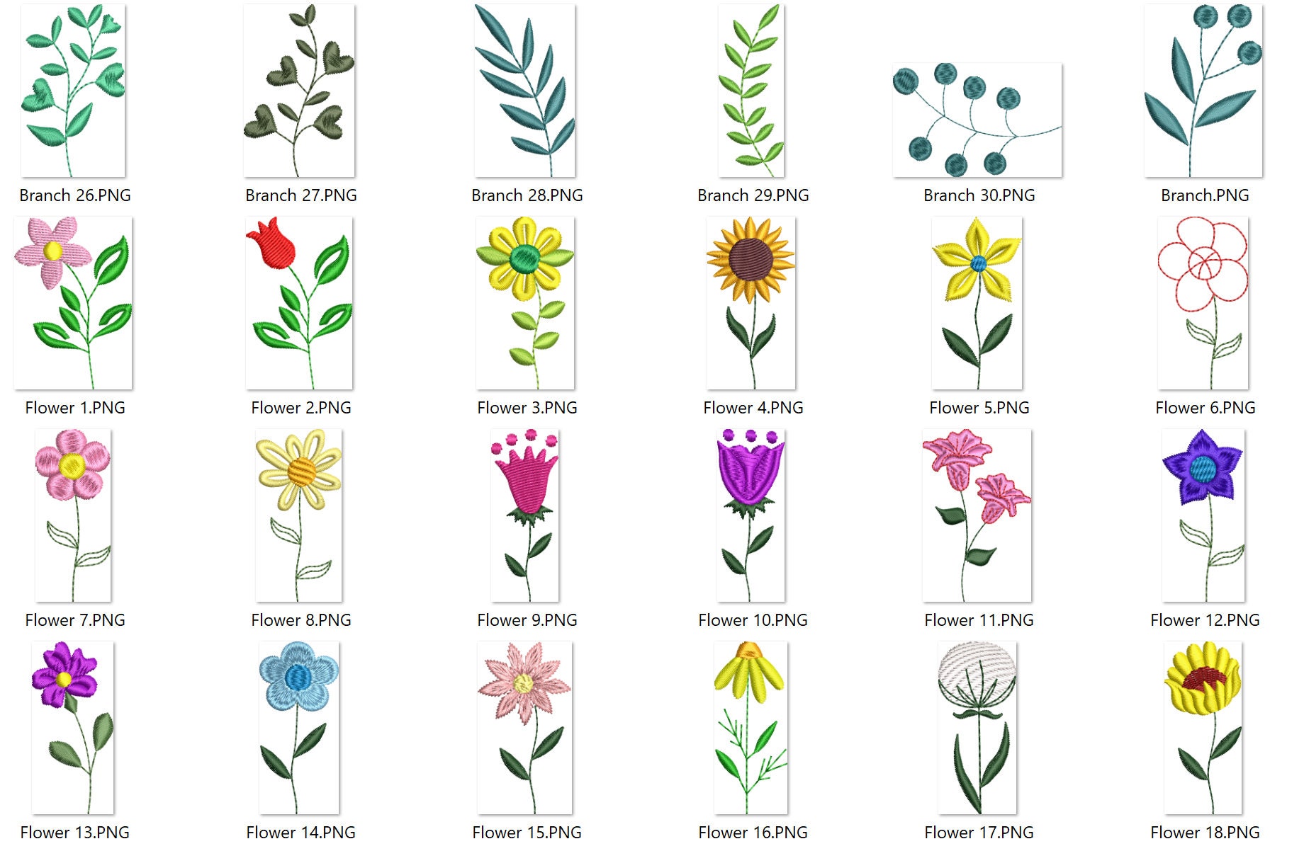 Mini Flowers Machine Embroidery Design, Huge Bundle of Florals and Branches, 5 Sizes 1-3 In ...