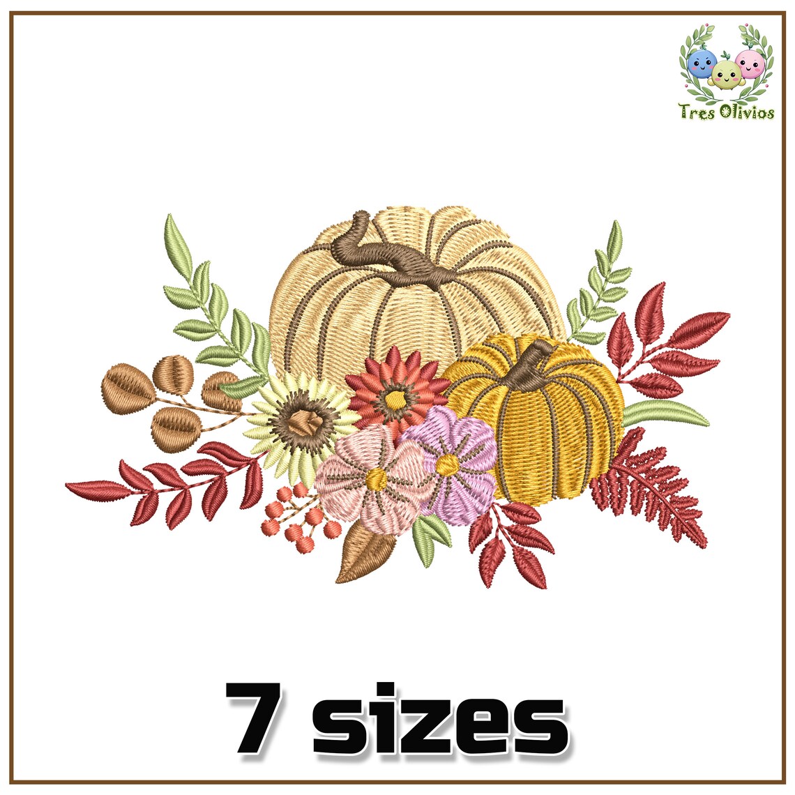 Floral Pumpkins Machine Embroidery Design, Fall, Autumn, Harvest ...