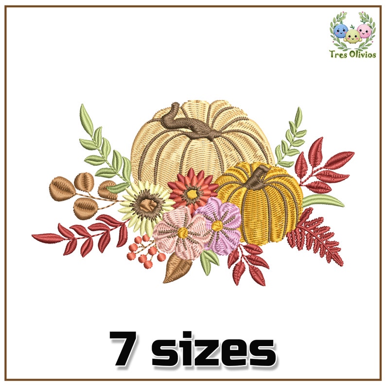 Floral Pumpkins Machine Embroidery Design, Fall, Autumn, Harvest ...