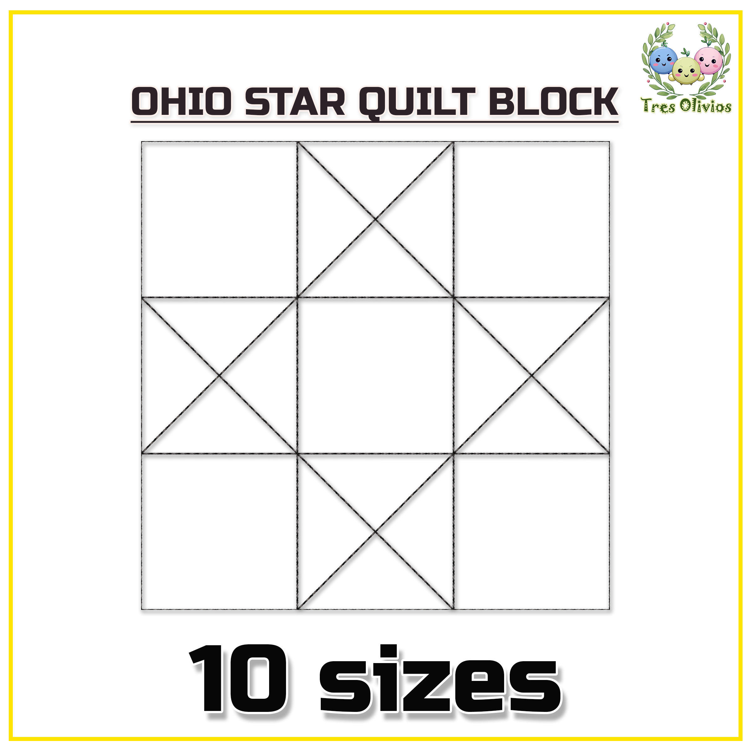 OHIO STAR Quilt Block Machine Embroidery Design, Single and Triple Run ...