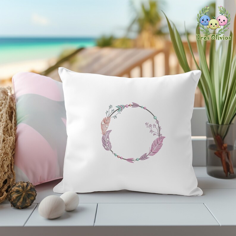 Boho Wreath Monogram Machine Embroidery Design, Baby Boho Pattern ...