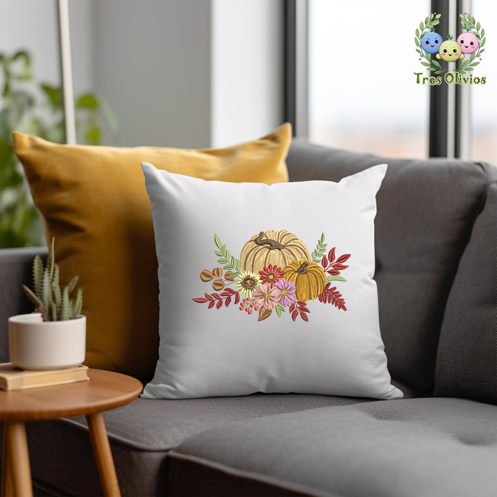 Floral Pumpkins Machine Embroidery Design, Fall, Autumn, Harvest ...