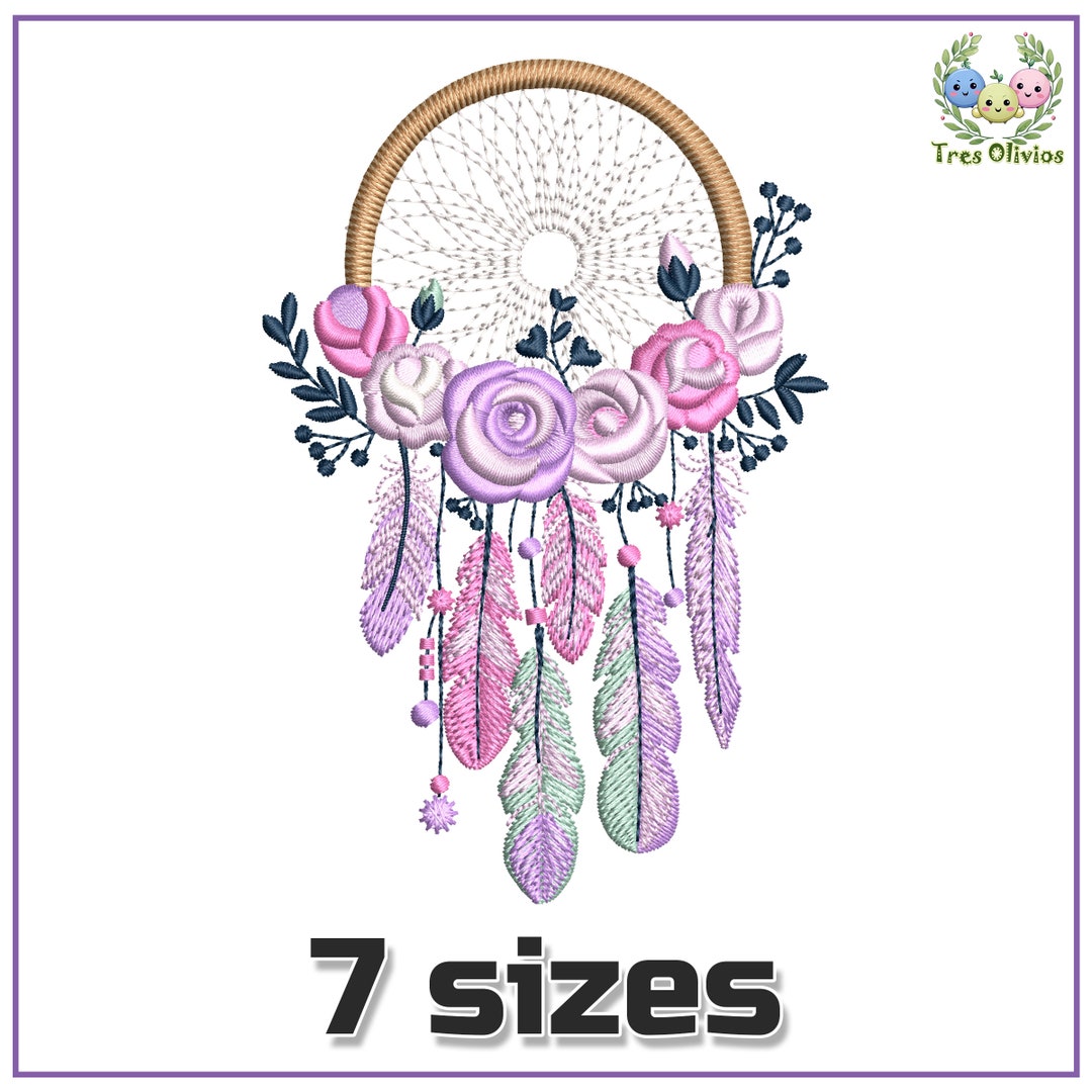 Boho Dreamcatcher Machine Embroidery Design, Floral Bedroom Decor ...