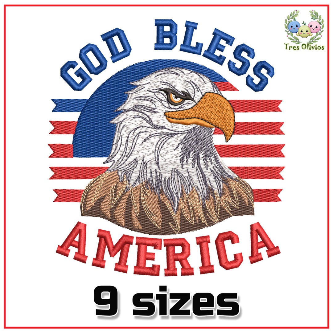Patriotic Eagle Machine Embroidery Design, God Bless America, American ...