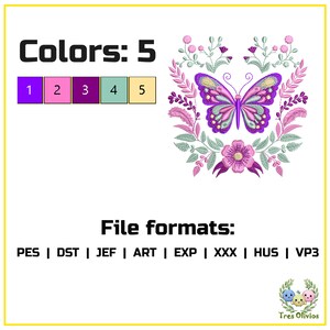 Floral Butterfly Machine Embroidery Design, Spring, Summer Botanical ...