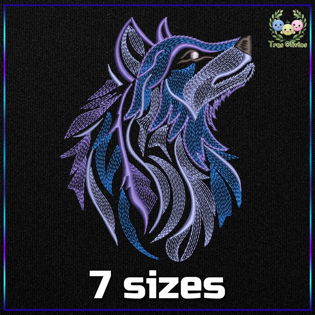 Roaring Wolf Machine Embroidery Design, Light Stitch, Bright Animal ...