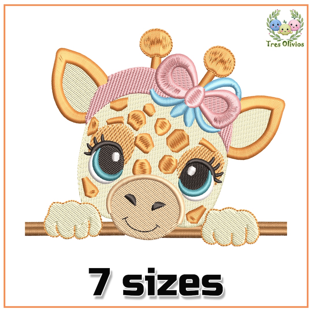 Peeking Giraffe Machine Embroidery Design, Cute Baby Animal, Safari ...
