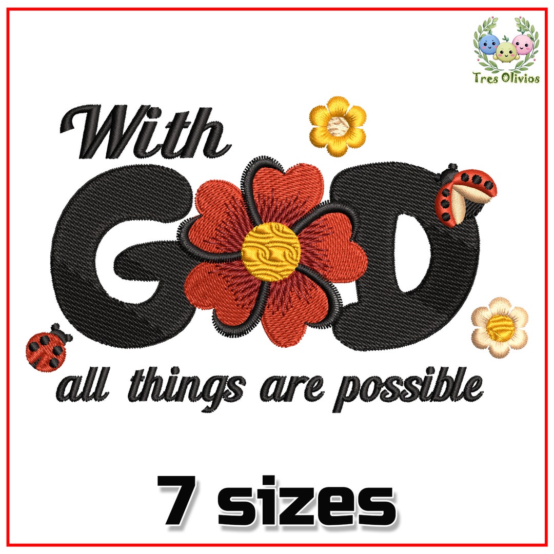 Christian Saying Machine Embroidery Design, Lady Bugs, Florals, God ...
