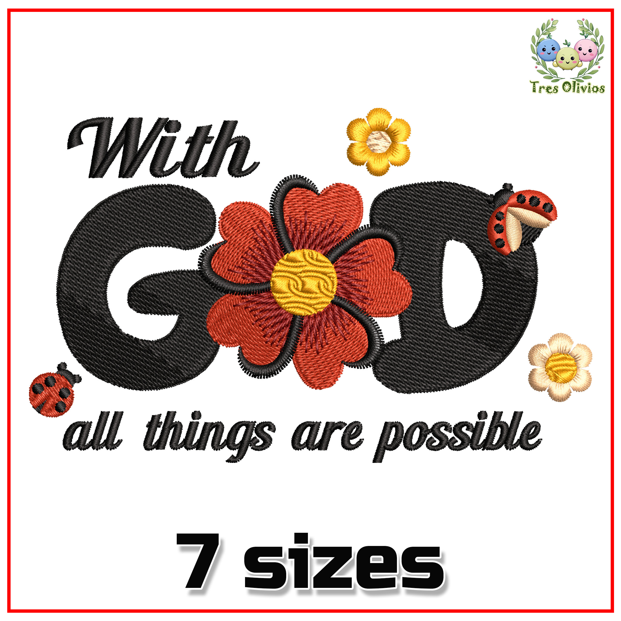 Christian Saying Machine Embroidery Design, Lady Bugs, Florals, God ...