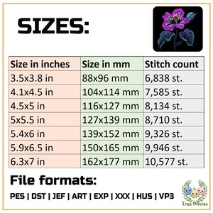 Flower Machine Embroidery Design, Bright Floral Pattern for Dark Fabric ...