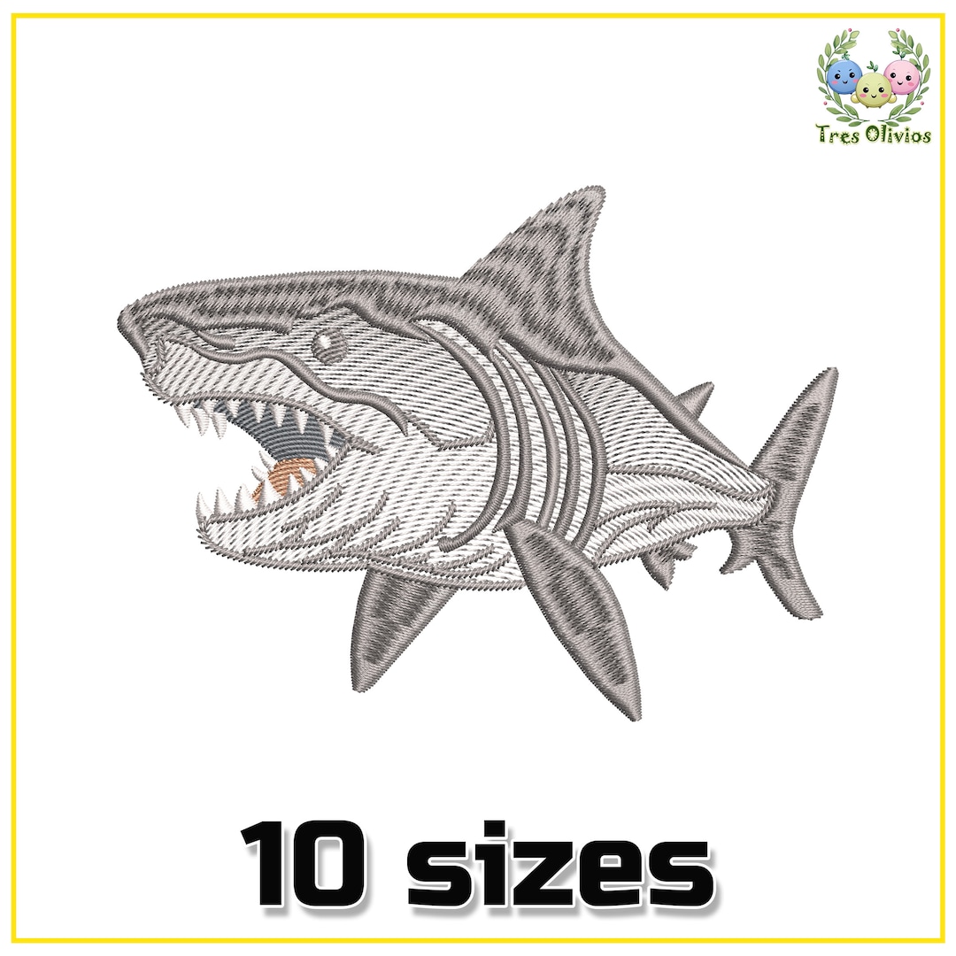 Great White Shark Machine Embroidery Design, Ocean Animal Logo ...