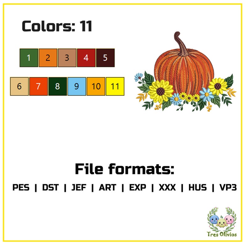 Floral Pumpkin Machine Embroidery Design, Fall, Autumn, Harvest ...