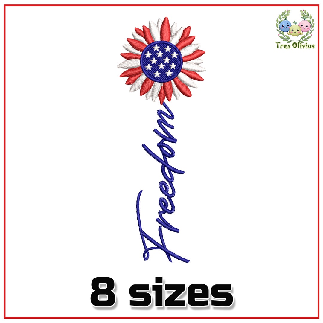 Patriotic Sunflower "freedom" Machine Embroidery Design. Floral USA ...