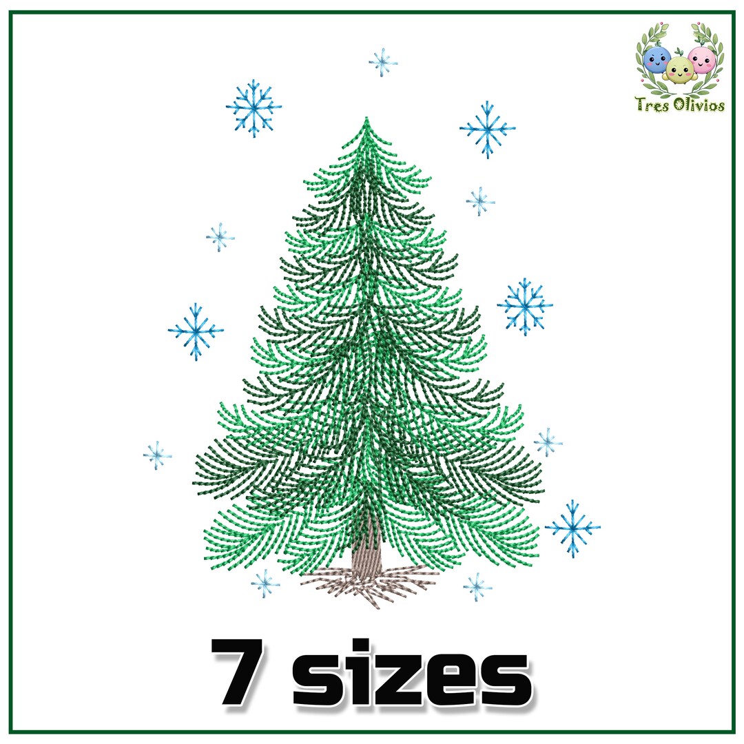 Christmas Tree Machine Embroidery Design, Pine Tree, Winter Forest 4x4 ...