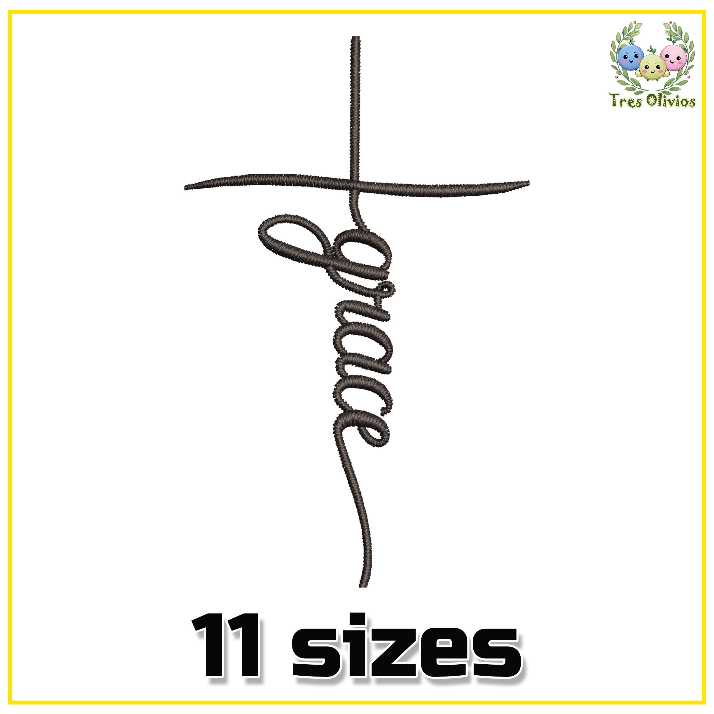 Grace Vertical 11 Sizes, Machine Embroidery Design. Christian Cross ...